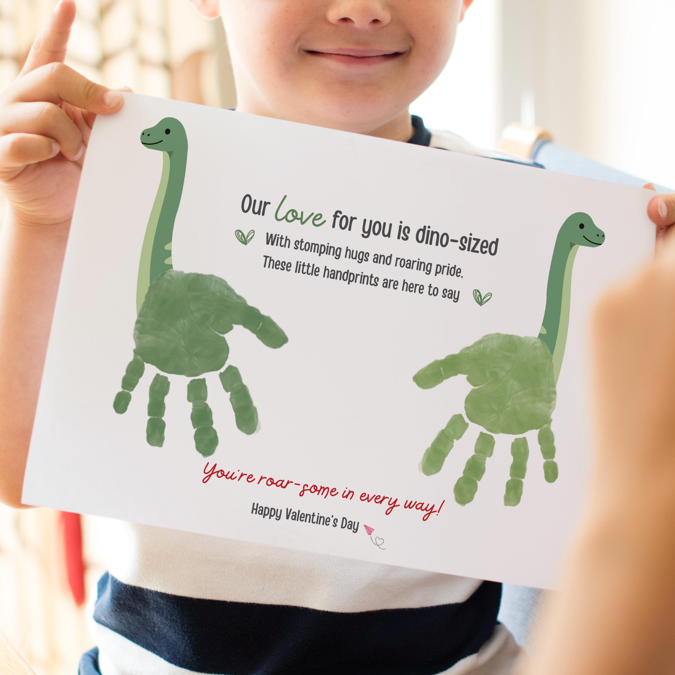 Sibling Valentine’s Day Craft | Dinosaur Handprint Printable - Etsy