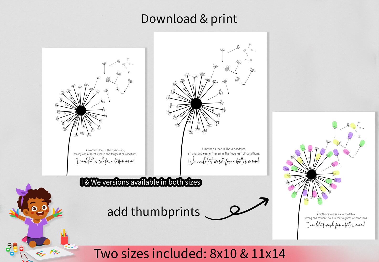 Fingerprint Dandelion DIY Craft, Mother's Day Gift (digital File) - Etsy
