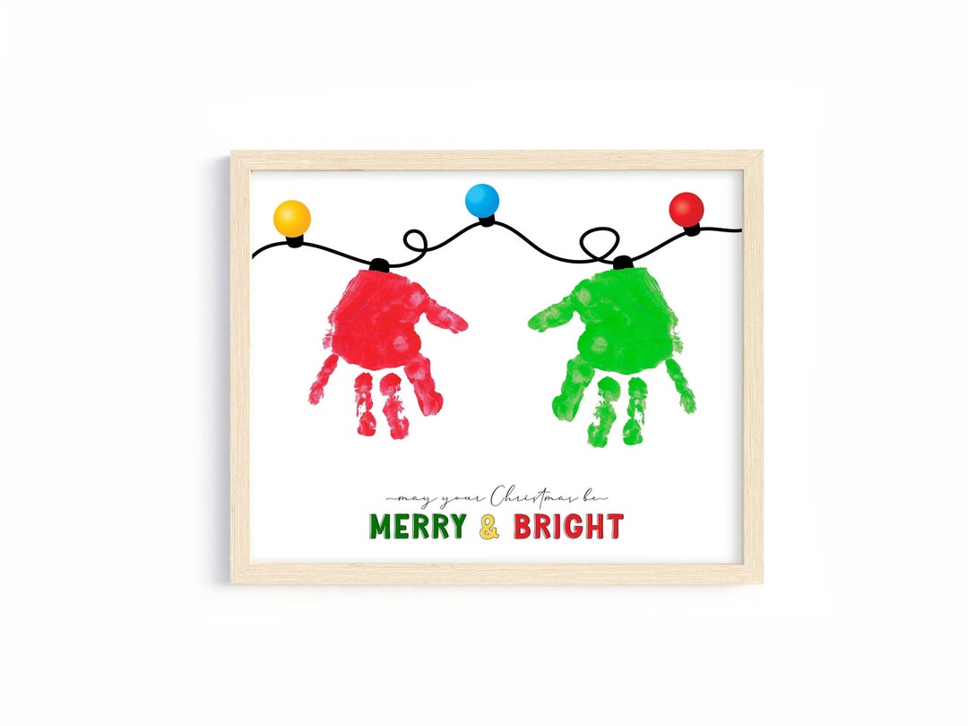 Christmas Handprint Craft, Merry & Bright Holiday Activity, Printable ...