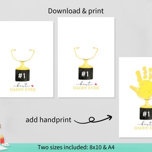 Handprint Trophy for Dad | #1 Daddy Handprint Art Craft | DIY Father's ...