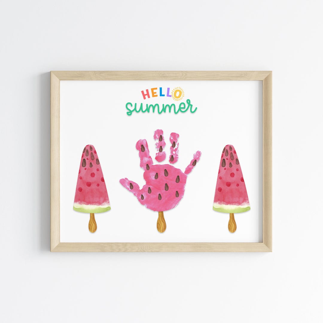 Hello Summer Watermelon Craft | Handprint Ice Pop Printable | End of ...