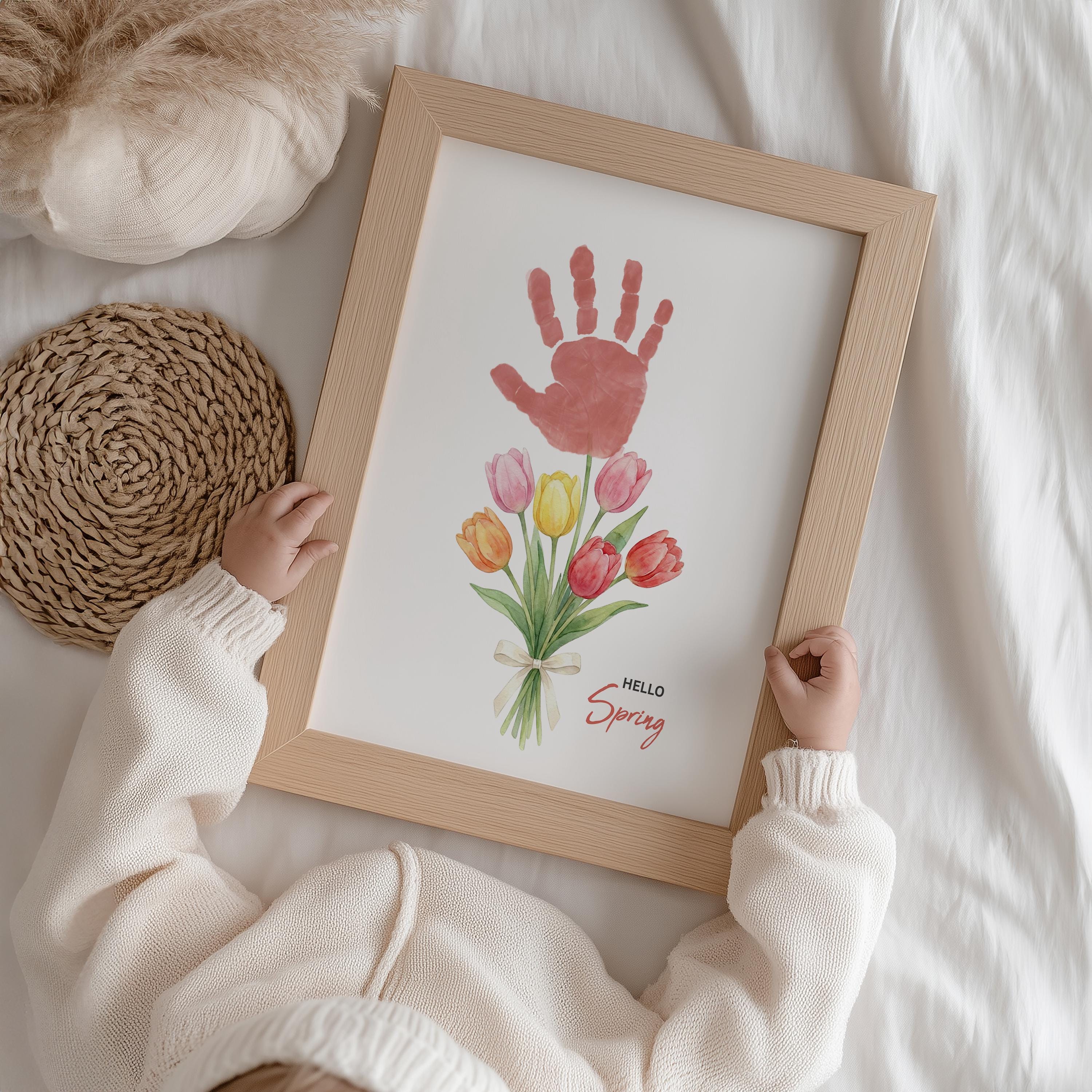 Hello Spring Handprint Craft | Printable Kids Art (digital Download) - Etsy