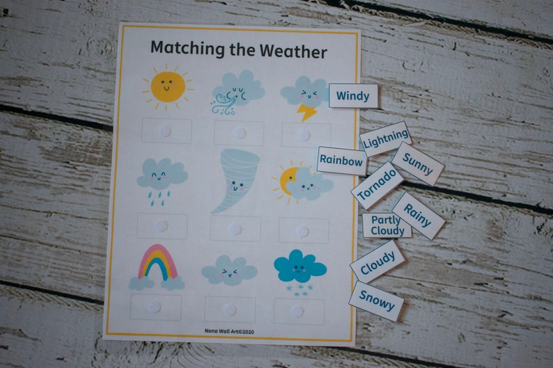 Matching the Weather Worksheet Busy Book Printable - Etsy