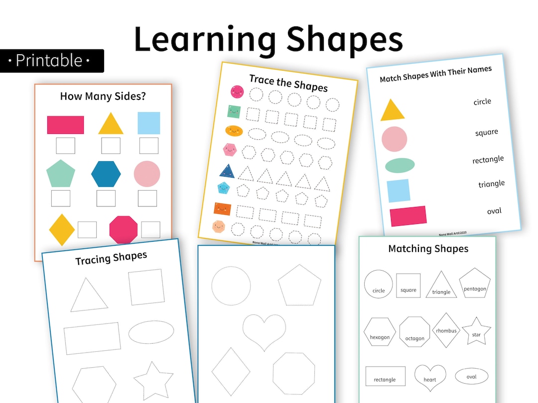 Educational Activity, Shapes Worksheet Bundle, Homeschool Printable ...