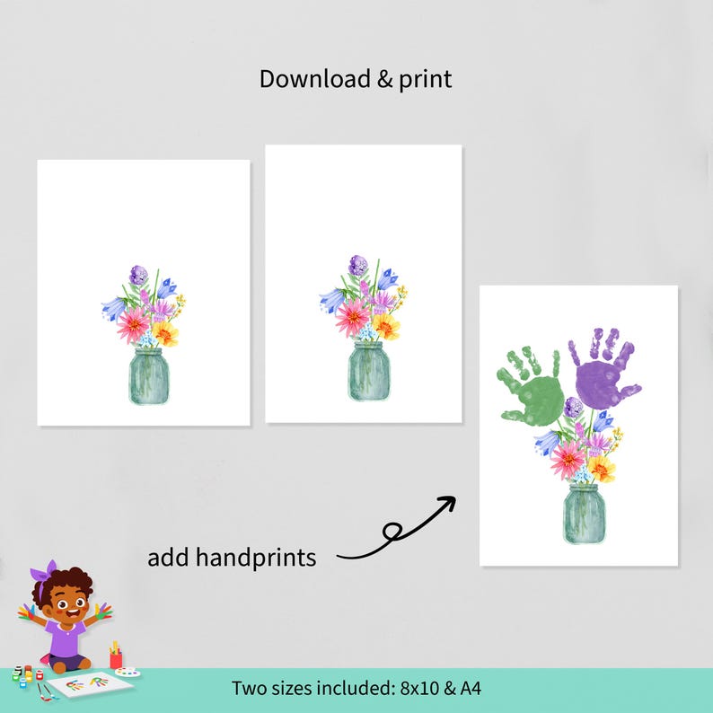 Handprint Flower Bouquet Art: DIY Kids Keepsake (digital Download) - Etsy