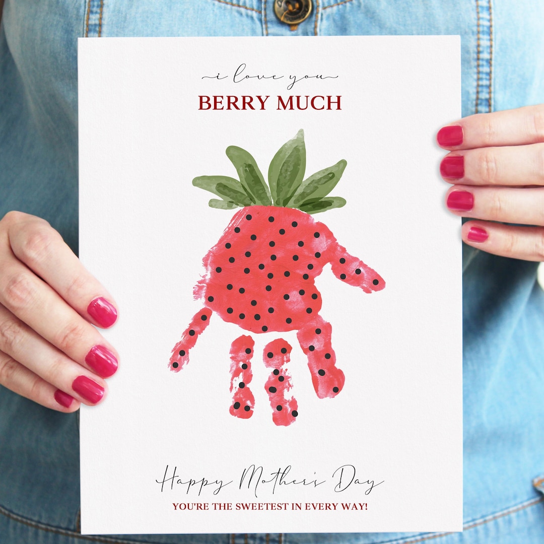 Strawberry Handprint Craft | I Love You Berry Much | Mother’s Day DIY ...
