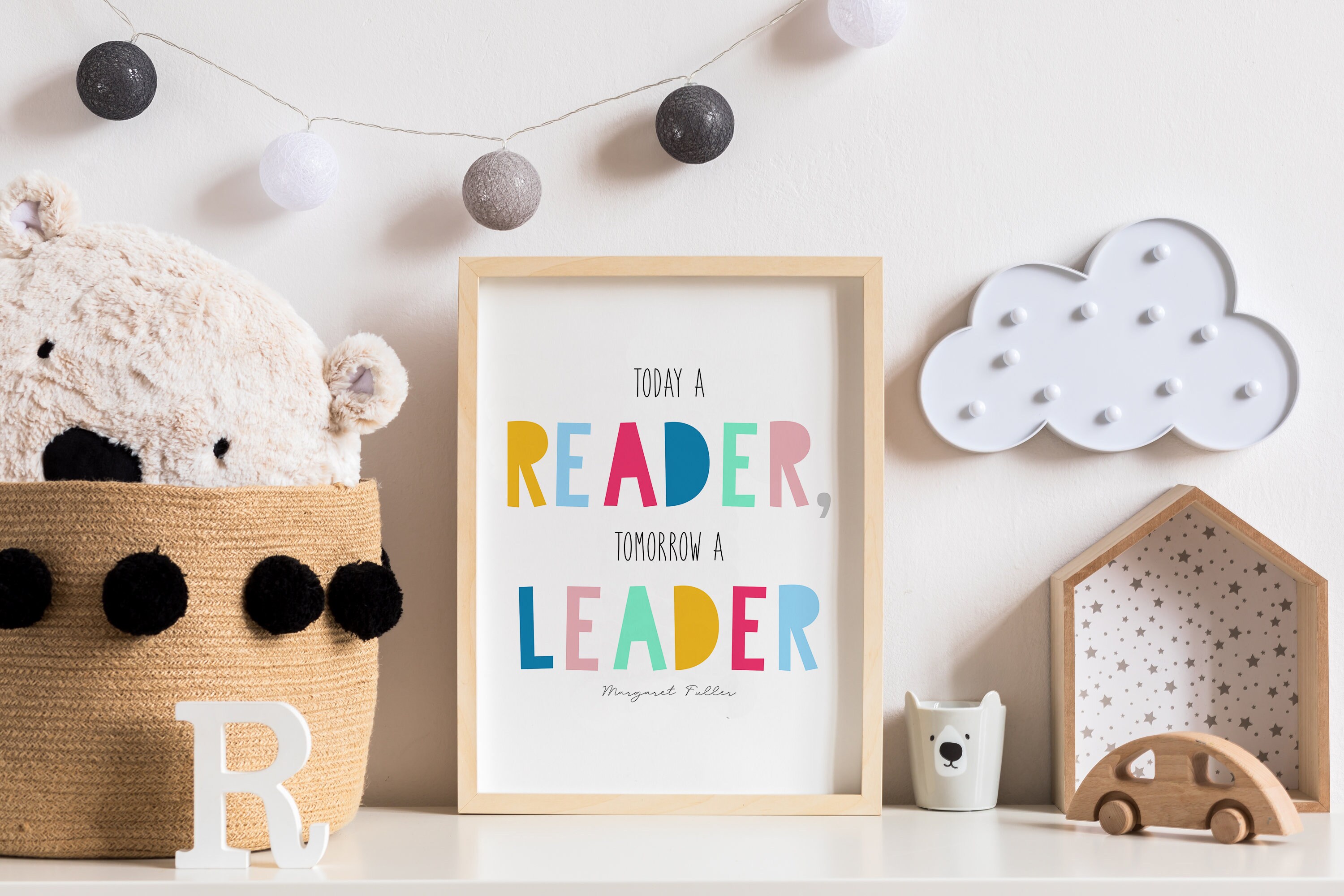 Today a Reader Tomorrow a Leader Kids Wall Art Colorful - Etsy