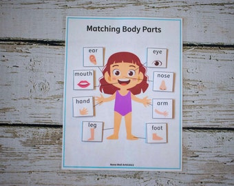 Body Parts Matching Game, Homeschool Educational Worksheet, Learning ...