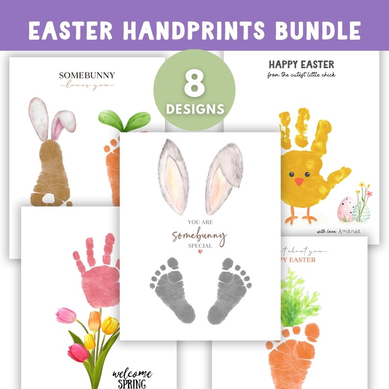 Easter Handprint Footprint Craft Bundle: Kids DIY Keepsake (digital ...