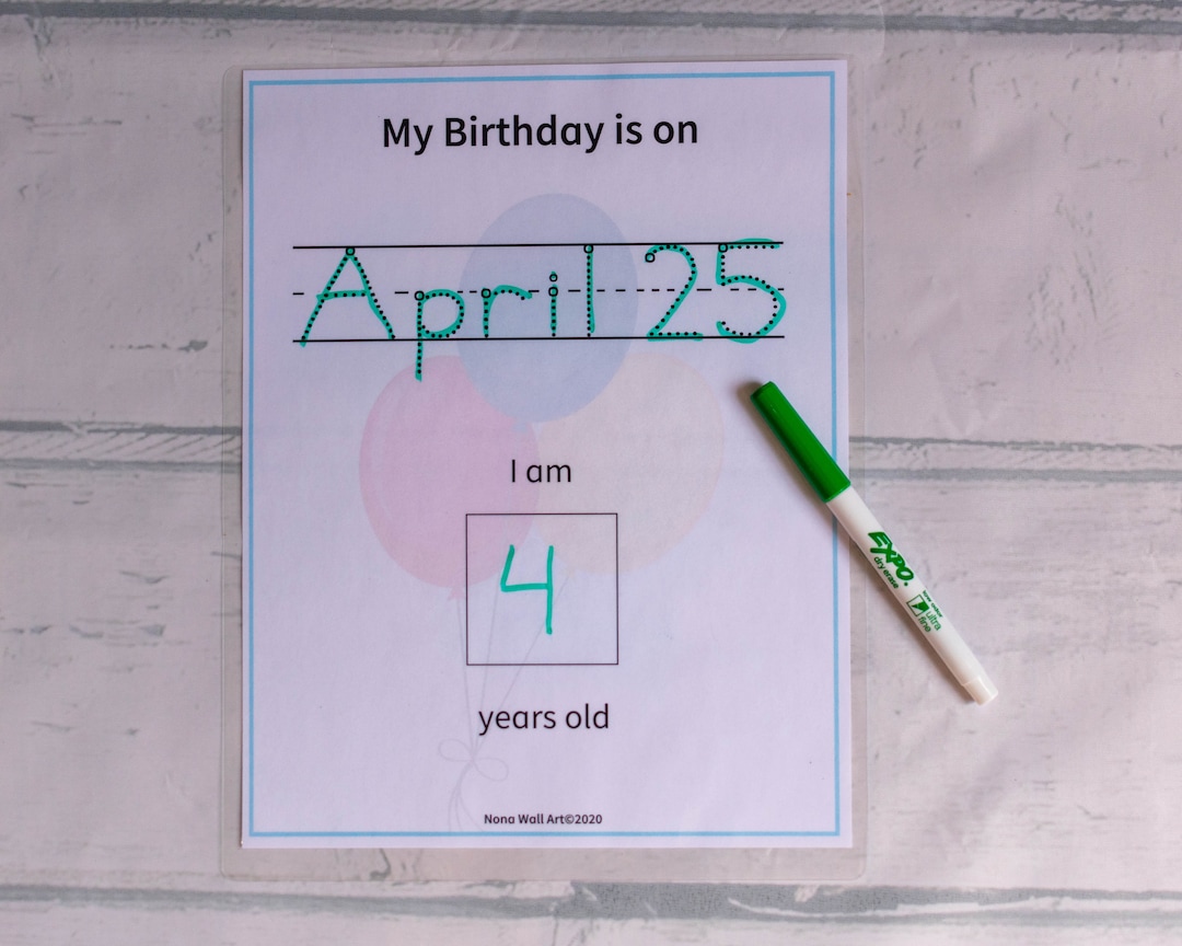 Educational Activity, Birthday Worksheet, Homeschool Printable, Busy ...