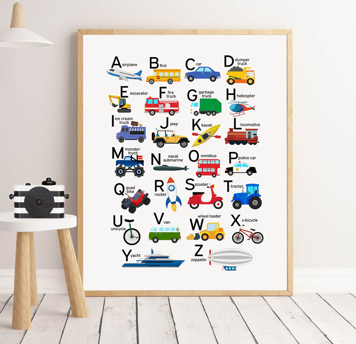 Transportation Alphabet Poster Vehicle Wall Art Construction - Etsy
