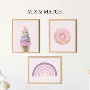 Girls Nursery Wall Art, Pink Donut Poster on Blush Background for ...