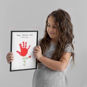 Valentine’s Day Flower Handprint Craft | Printable DIY Kids Activity ...