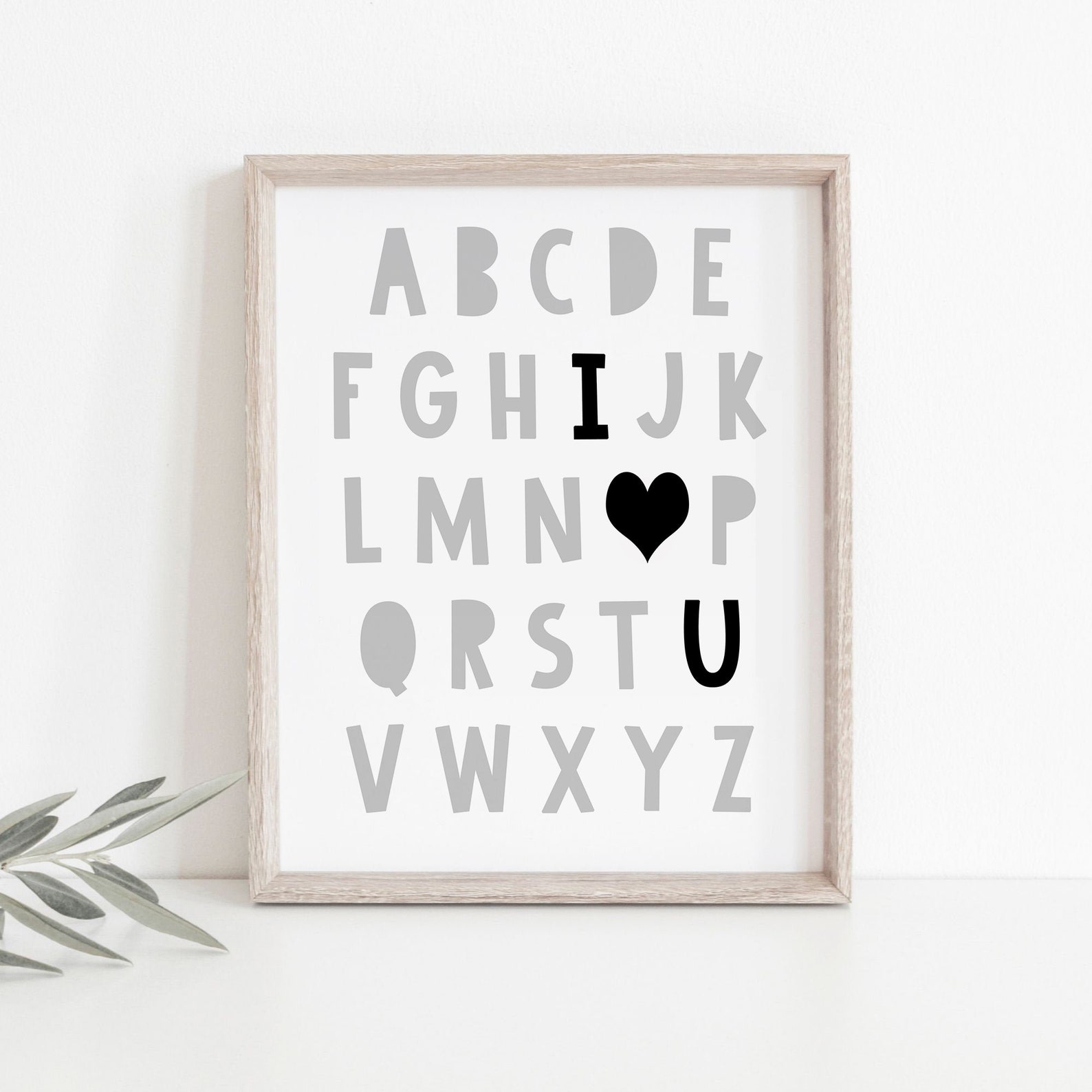 Monochrome Alphabet ABC I Heart U Wall Decor Poster for - Etsy