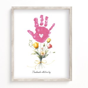 Mother's Day Craft Handprint Art, Handmade With Love Roses Bouquet for ...