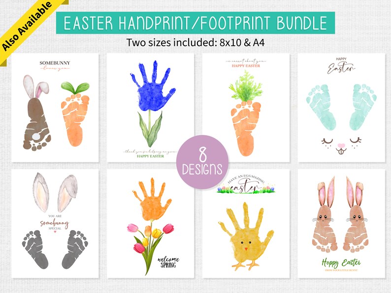 Easter Craft Template DIY Bunny Footprint Hoppy Easter - Etsy