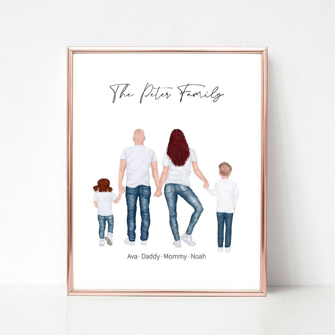 Custom Family Portrait, Personalized Kids With Parents, Family Art ...