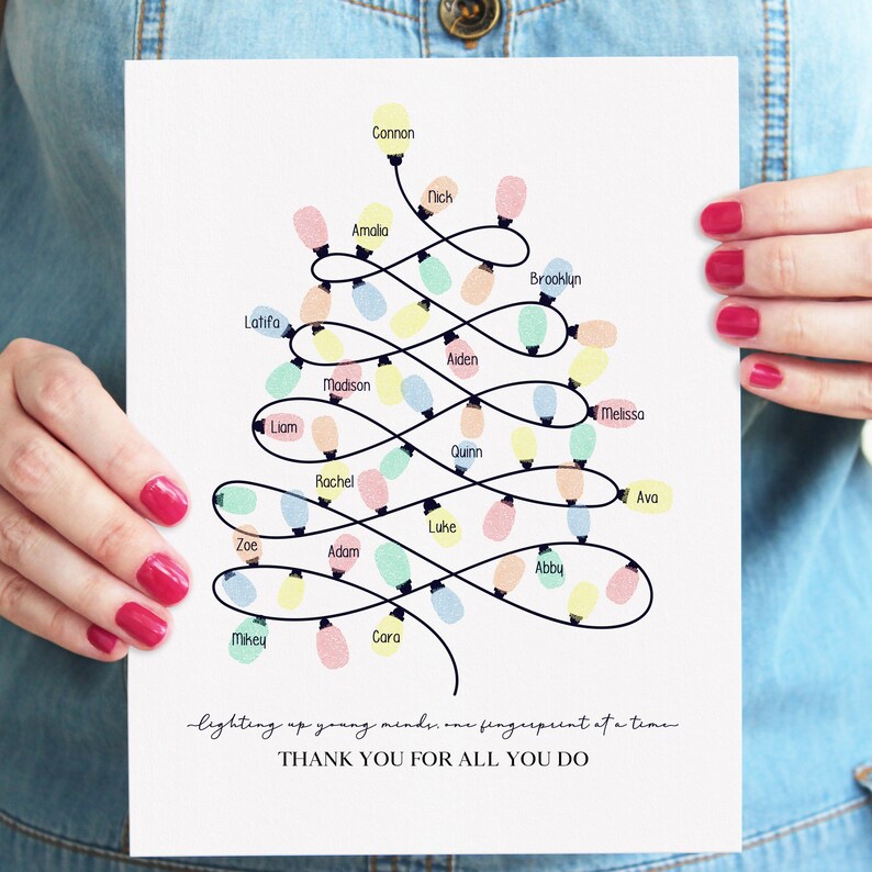 Fingerprint Christmas Lights Teacher Gift – DIY Keepsake (digital ...