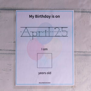 Educational Activity, Birthday Worksheet, Homeschool Printable, Busy ...