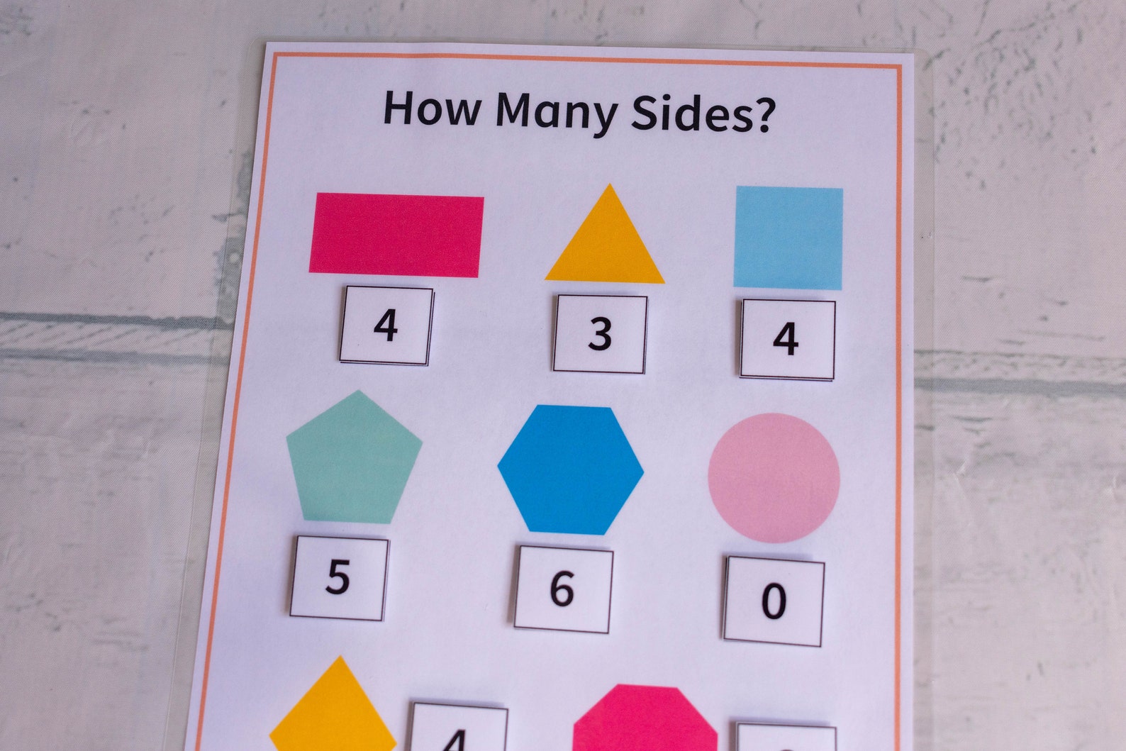 Busy Book Printable Counting Shape Sides Game Homeschool - Etsy