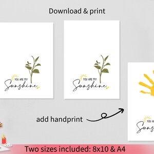 You Are My Sunshine Handprint Craft, DIY Sunflower Art, Printable ...