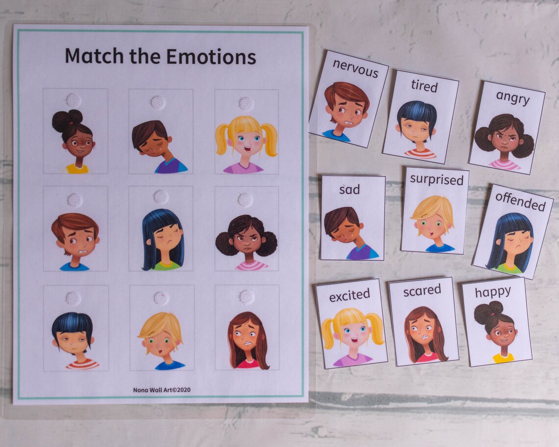 Busy Book Printable Emotions Matching Game Educational - Etsy