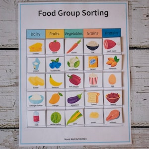 Food Groups Sorting Worksheet, Busy Book Printable, Homeschool Activity ...