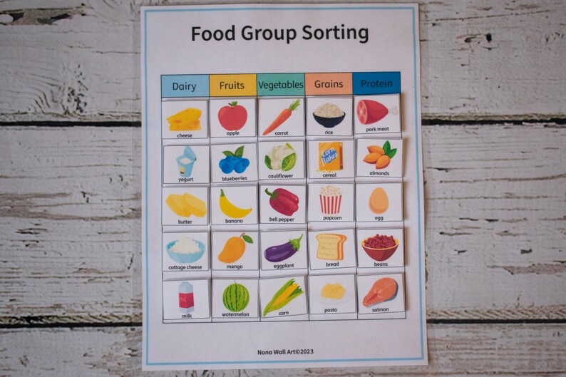 Food Groups Sorting Worksheet Busy Book Printable Homeschool - Etsy