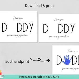 Handprint for Daddy, DIY Fathers Day Gift, Printable Keepsake, Memory ...