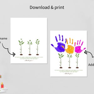 Flowers Handprint Craft, Custom Mother's Day Gift for Mom Grandma ...