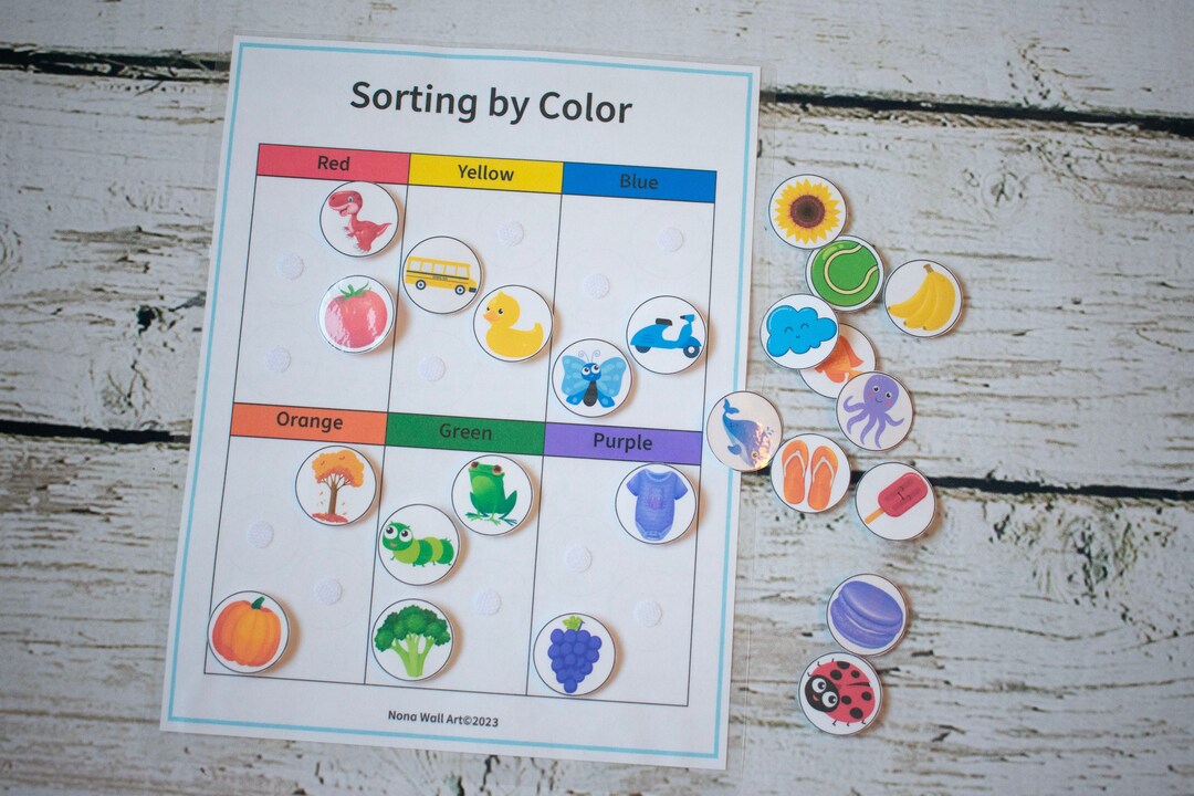 Sorting by Color, Busy Book Printable, Preschool Activity, Homeschool ...