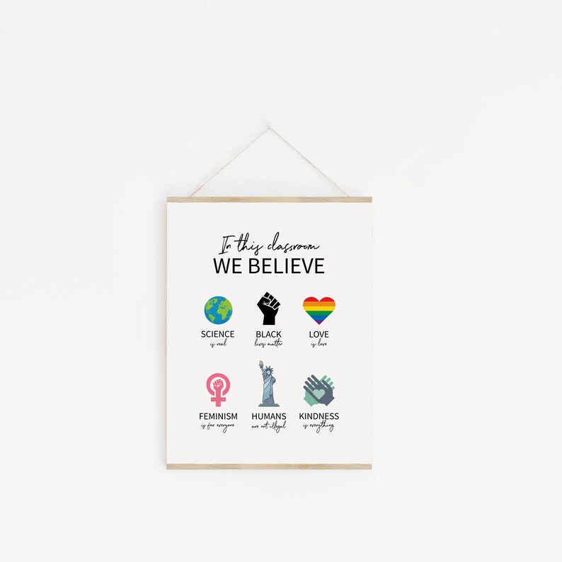 In This Classroom We Believe Equality Wall Art Educational - Etsy