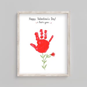 Valentine’s Day Flower Handprint Craft | Printable DIY Kids Activity ...