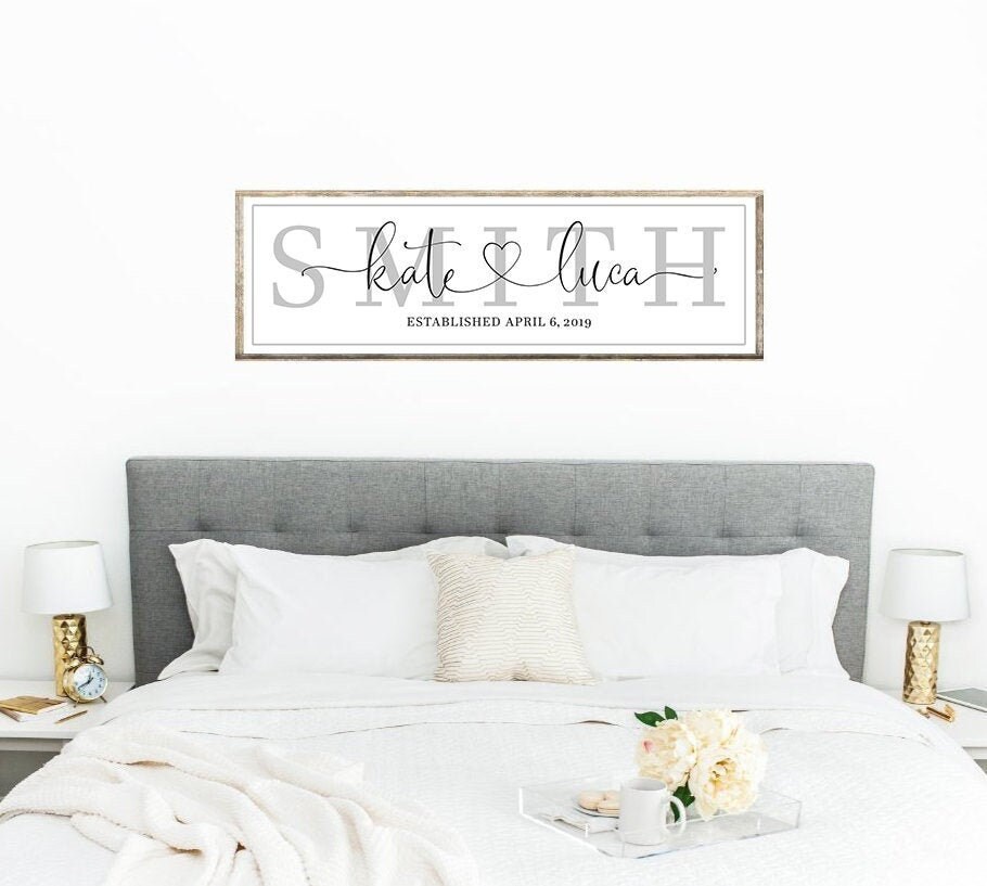 Personalized Above Bed Sign Custom Wedding Gift Couple Last - Etsy