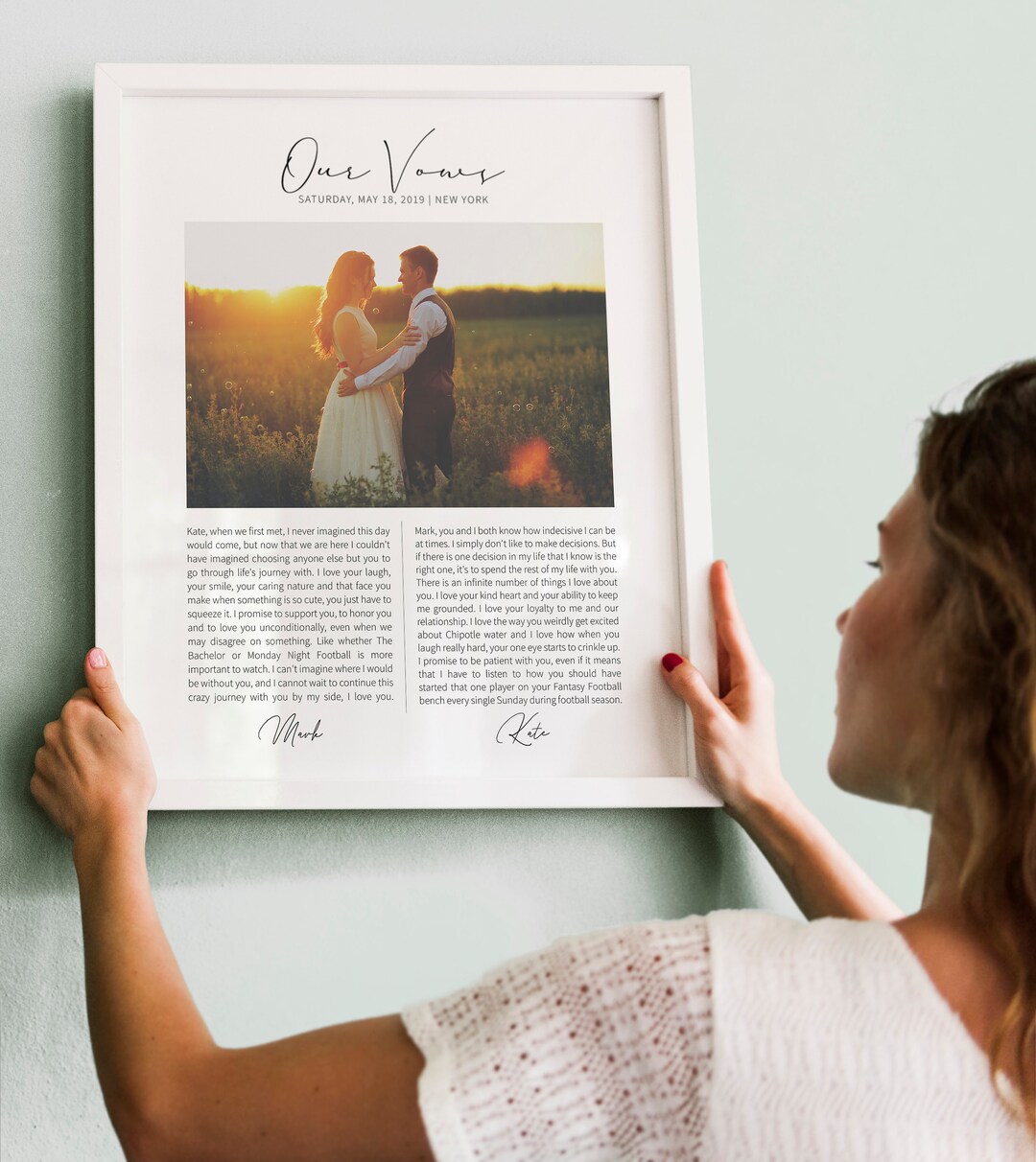 Vows With Wedding Picture, Custom Wedding Vows, Personalized One Year ...