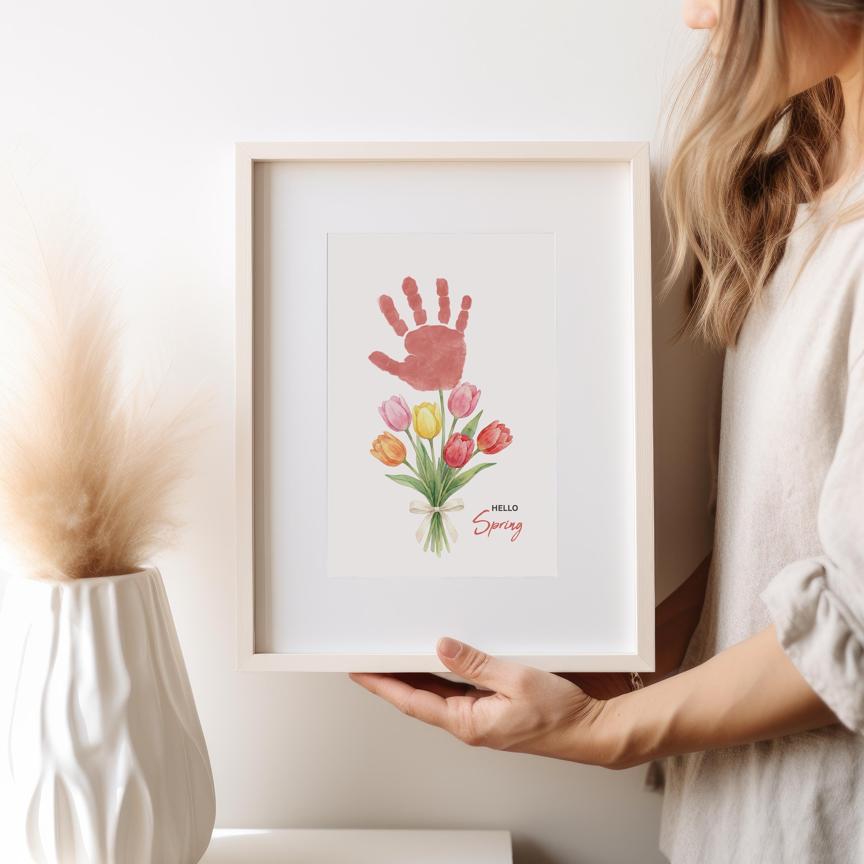Hello Spring Handprint Craft | Printable Kids Art (digital Download) - Etsy