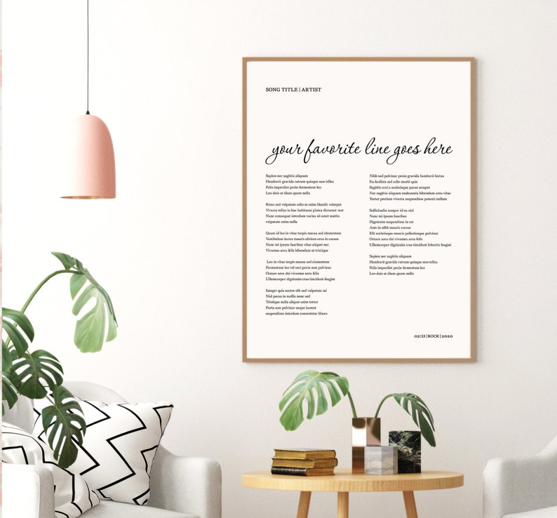 Song Lyrics Wall Art Custom Printable Song Personalized - Etsy