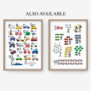 Transportation Alphabet Poster, Vehicle Wall Art, Construction Print ...