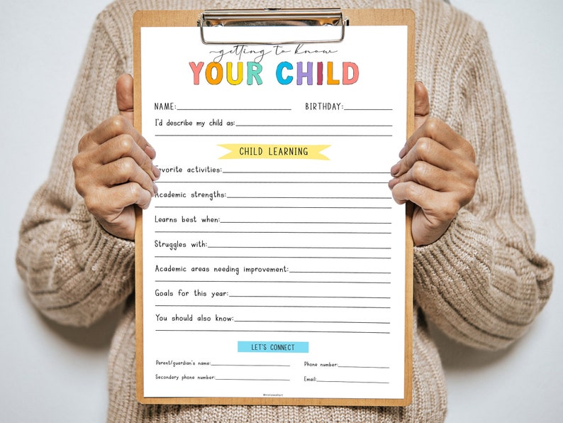 Parent Survey Printable: Back to School Questionnaire (digital Download ...