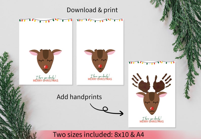 Holidays Handprint Craft, Printable DIY Christmas Art, Handprint Art ...