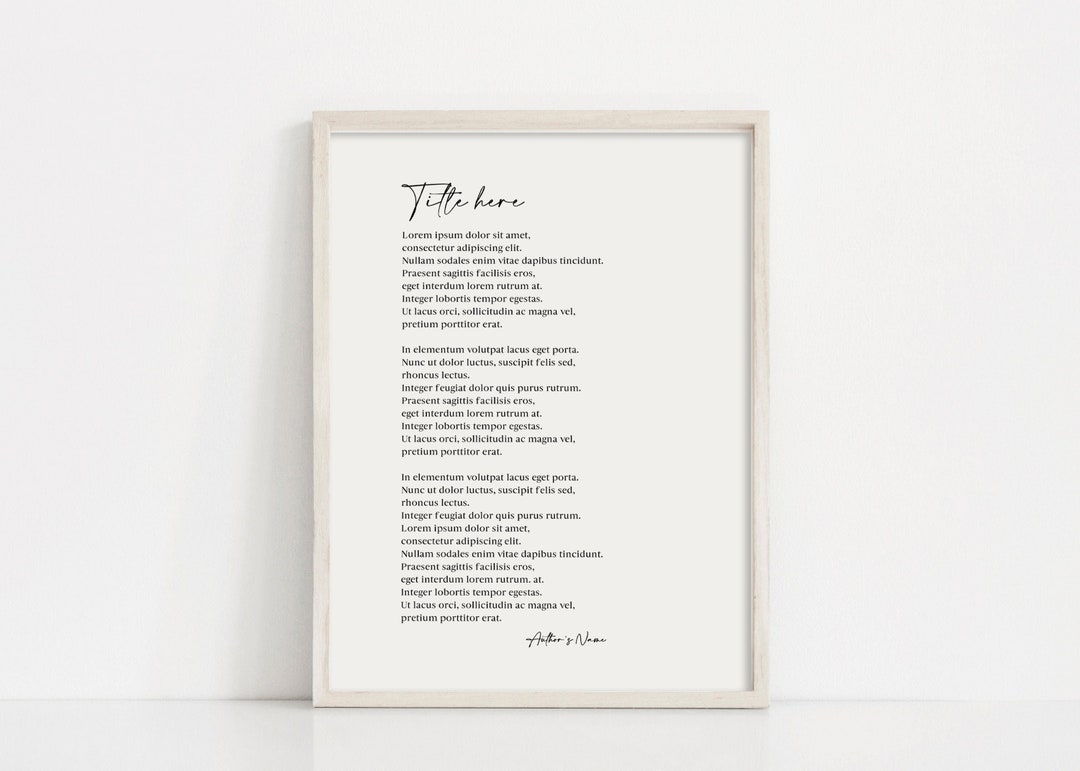 Custom Poem Print: Personalized Poetry Poster, Any Text (digital File ...