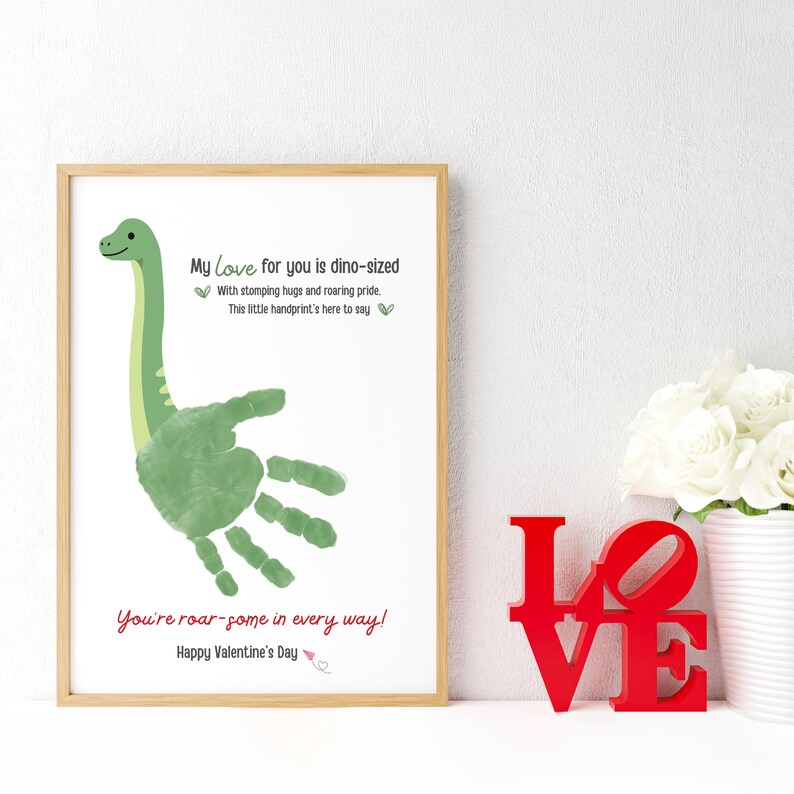 Dinosaur Valentine Handprint Craft | Roarsome Kids Keepsake Printable ...