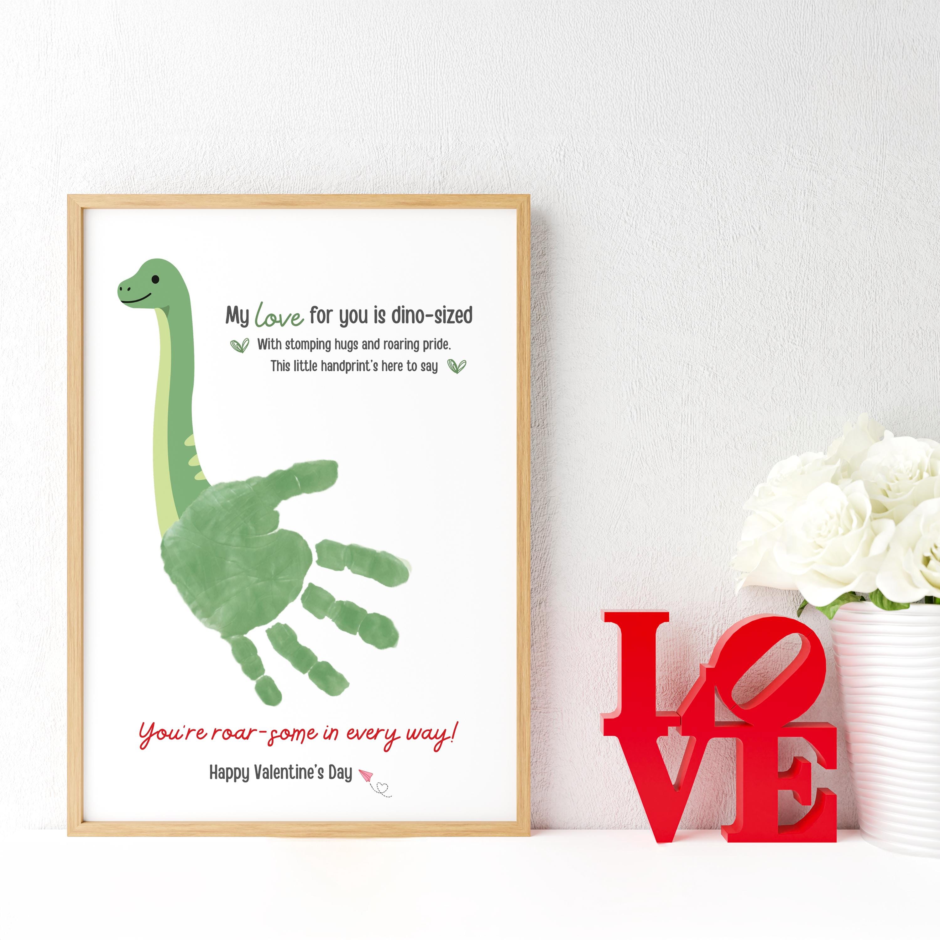 Dinosaur Valentine Handprint Craft | Roarsome Kids Keepsake Printable ...