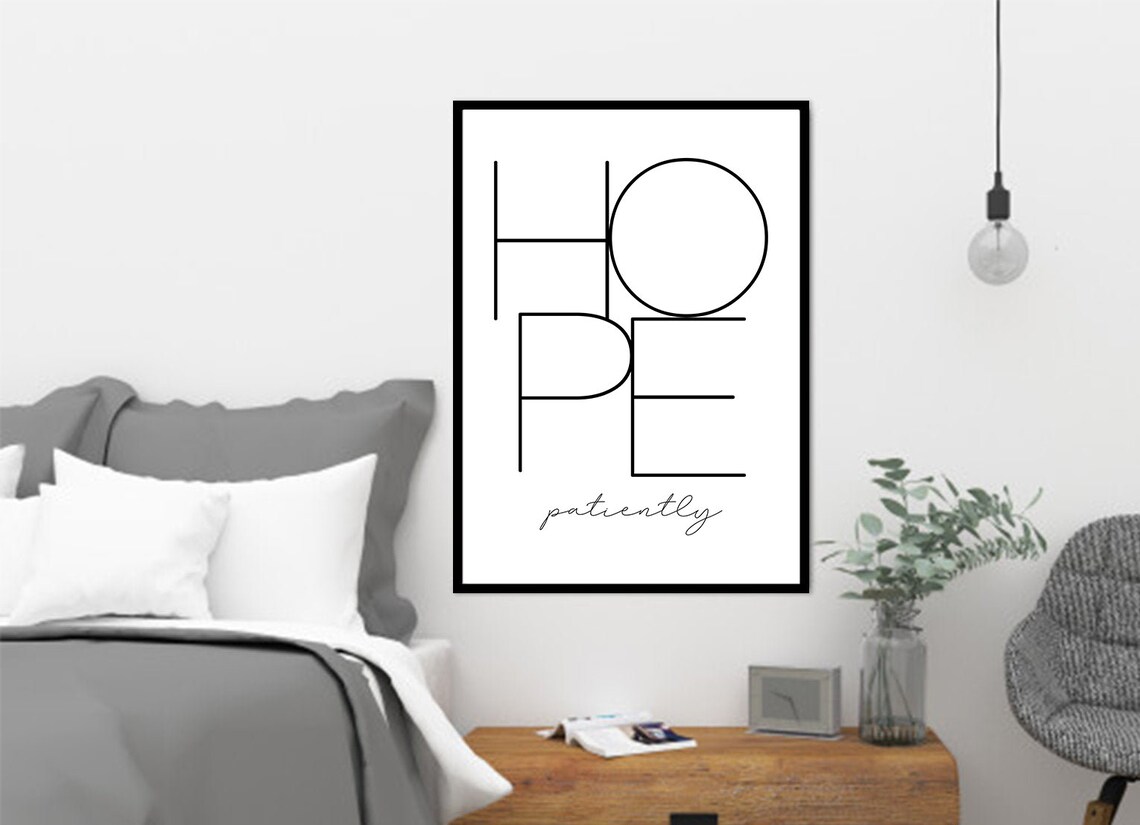 Hope Print Typography Minimalist Poster Scandinavian Wall - Etsy