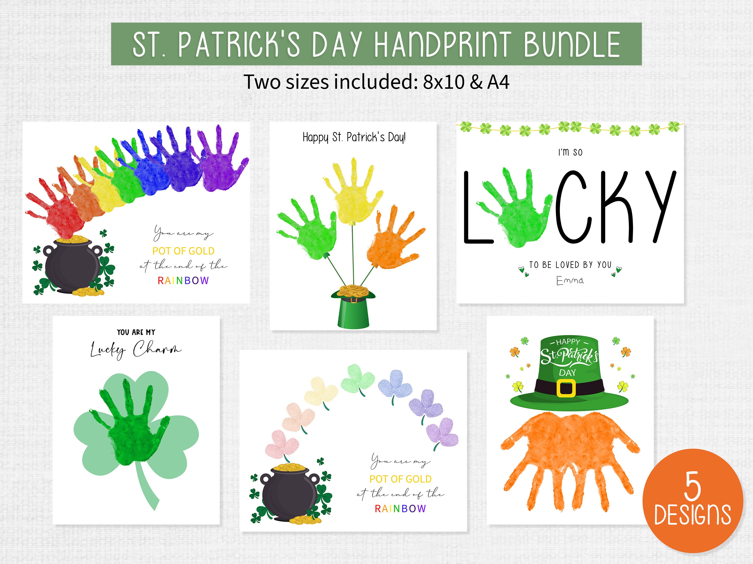 St Patrick's Day Craft Bundle DIY Handprint Template - Etsy