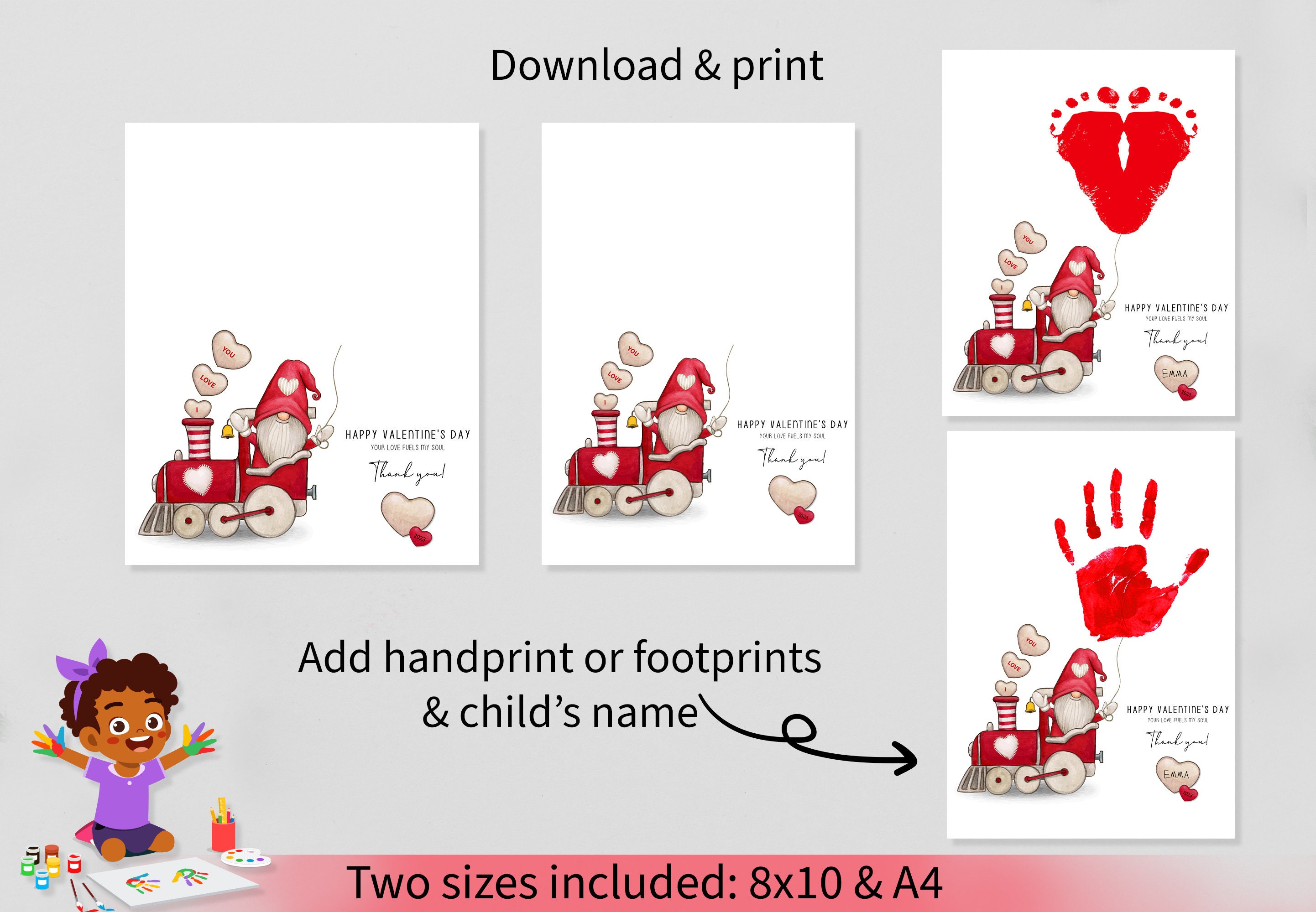 Valentine's Day Craft Bundle DIY Handprint & Footprint - Etsy