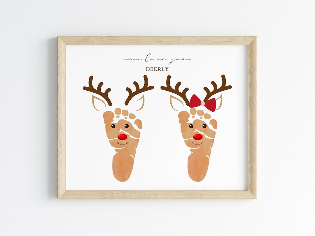 Christmas Footprint Craft, We Love You Deerly DIY Holiday Art ...