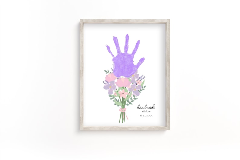 Flower Handprint Craft Art DIY Mother's Day Gift Memory - Etsy