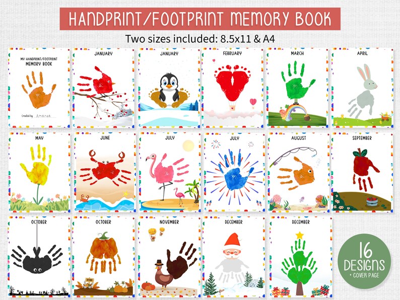 Handprint Memory Book DIY Keepsake Kids Baby Toddler Memory - Etsy