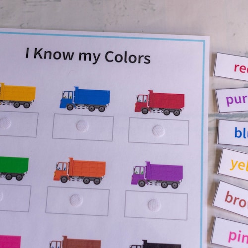 Color Matching Printable Learning Colors Homeschool - Etsy
